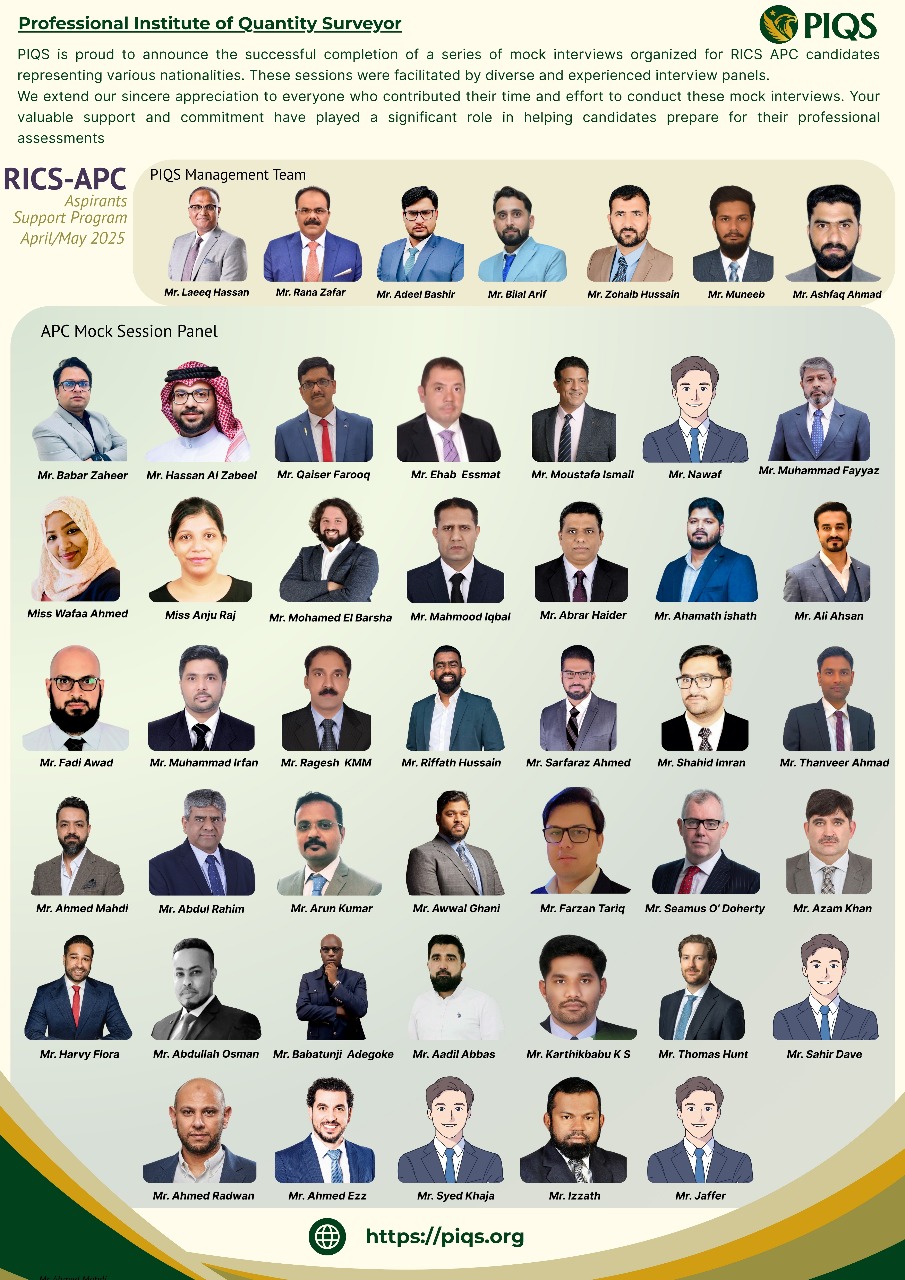 RICS – APC Mock Interviews April – May 2025 – PIQS